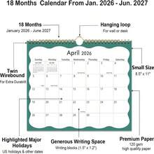 2026 Calendar - 2026-2027 Wall Calendar From January 2026 - June 2027 ...