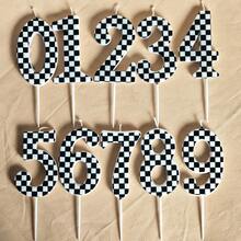 1pc Black & White Checkerboard Numeral Candle (0-9) - Multipurpose Cake ...