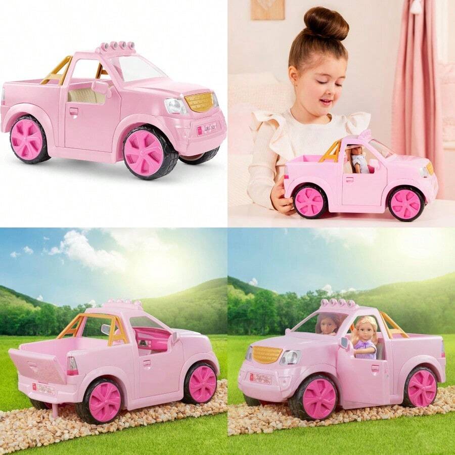 DffLori Dolls - Mini Doll Toy Truck - Pink Car For 6-Inch Dolls - Tow ...