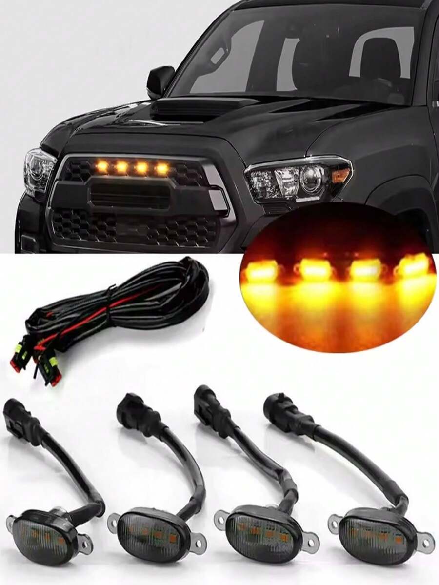 Universal Car Front LED Grille Light Amber Grill Daytime Running Light ...