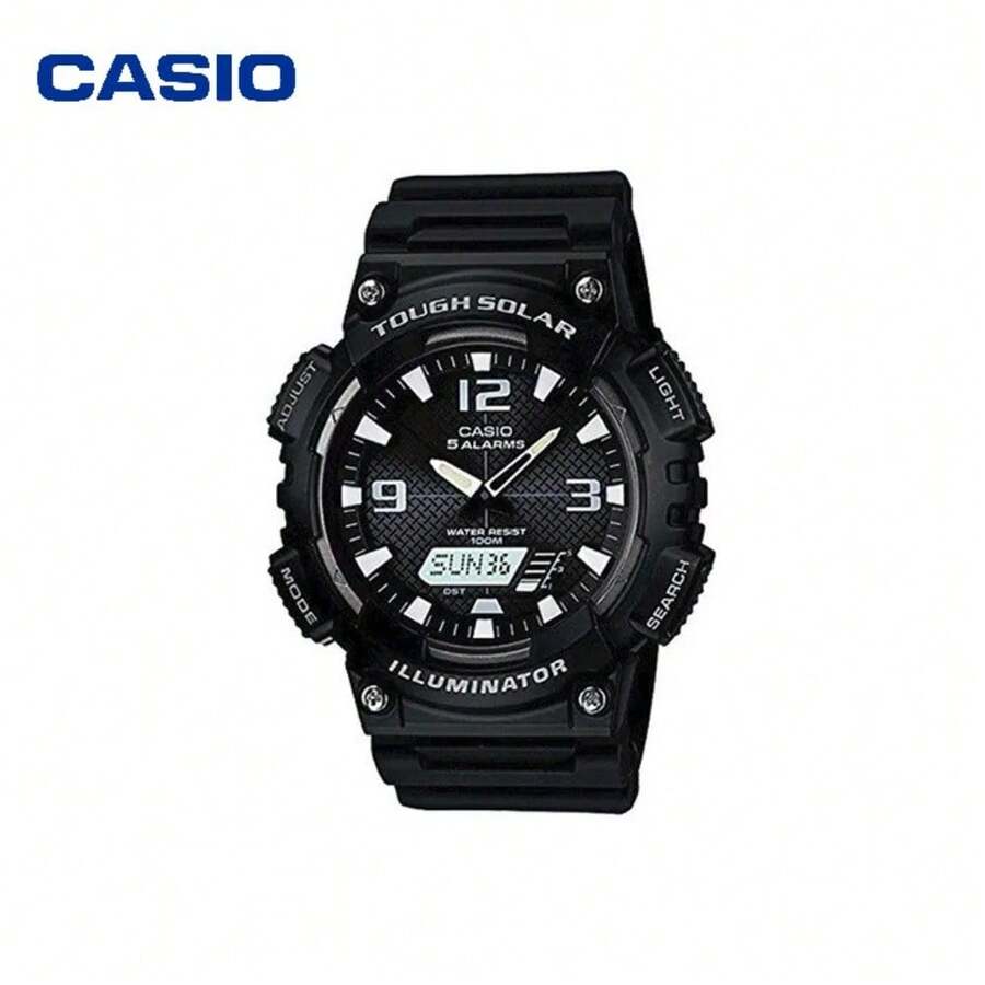 Casio Solar Sports Watch, All Black Design, Rubber Band, Solar Powered ...