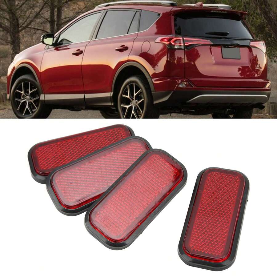 4pcs Rectangular Reflector Safety ABS Reflective Sticker Universal for ...
