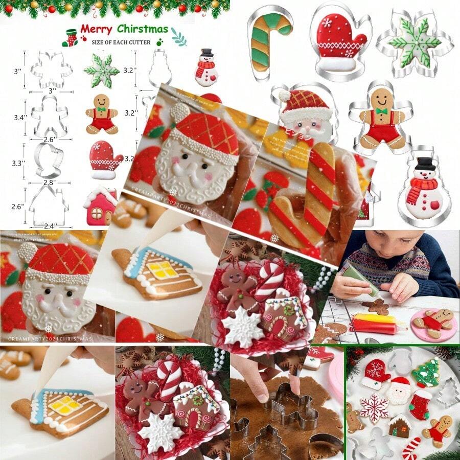 Christmas Cookie Cutters 8PCS Holiday Cookie Cutter Shapes - Snowman ...