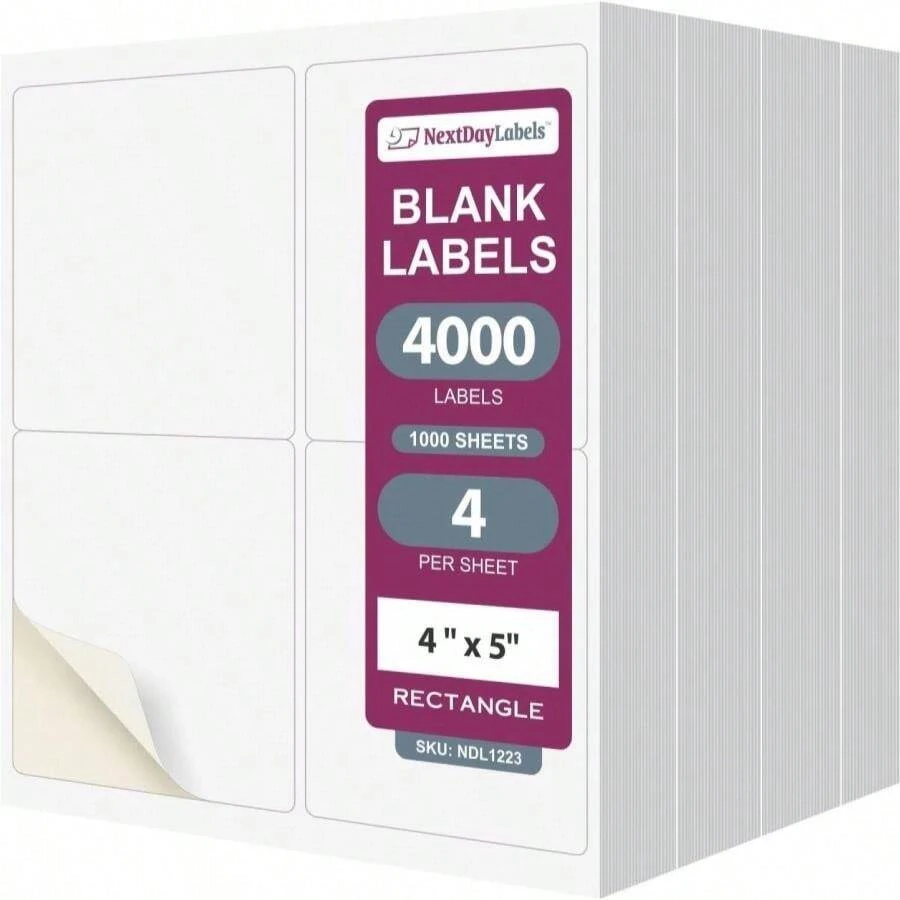 Etiquetas NextDayLabels - Etiquetas adhesivas rectangulares de 4" X 5 ...