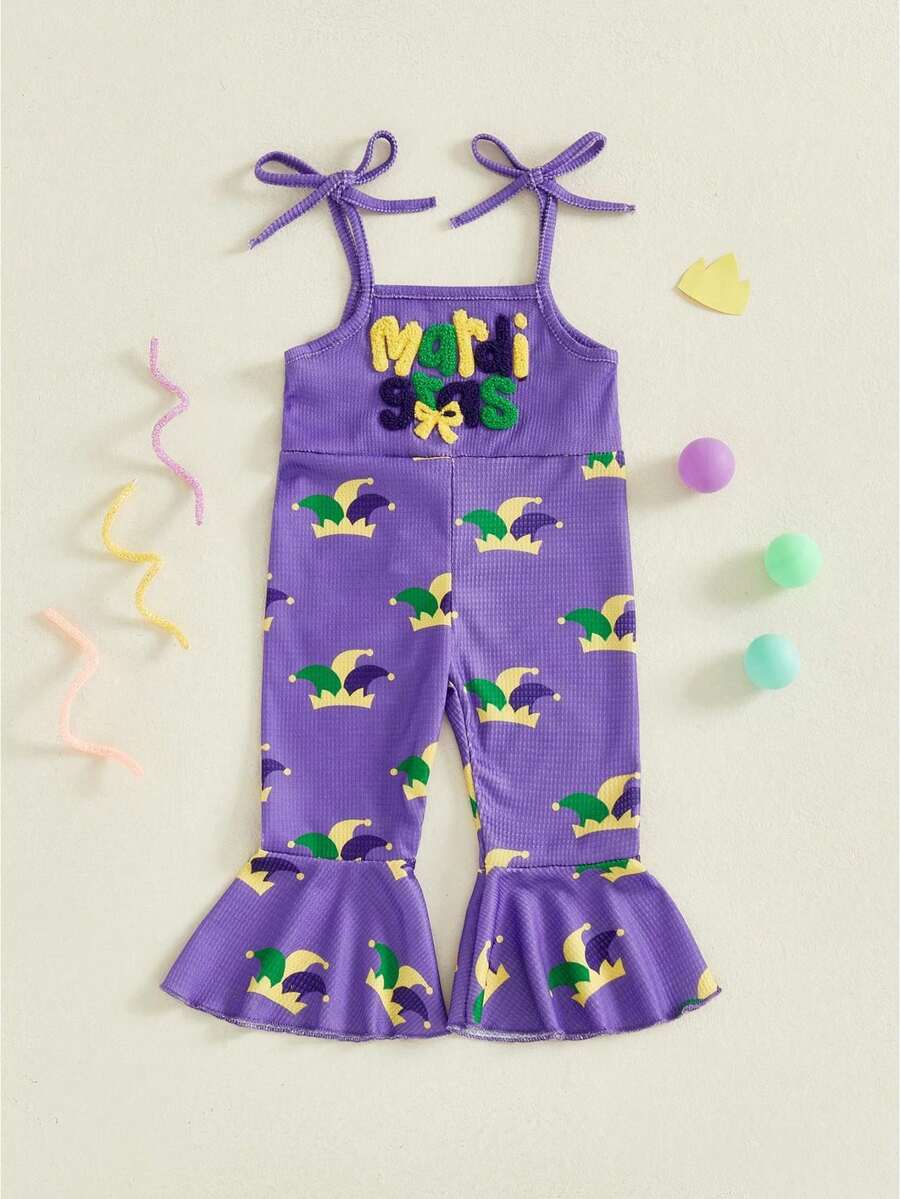 Toddler Baby Girl Mardi Gras Outfit Suspender Romper Jumpsuit Overalls ...