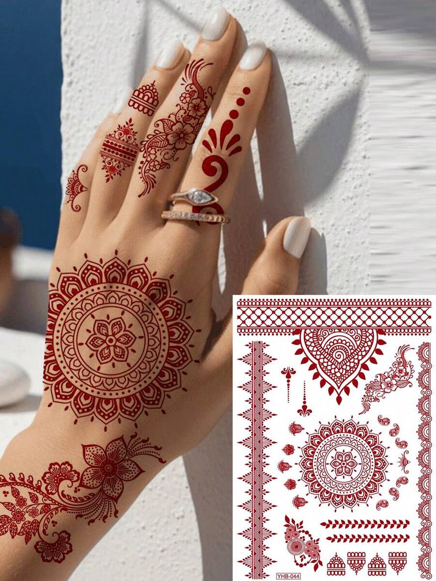 1 Blatt Ramadan Kareem braun rote Henna temporäre Tattoos für ...