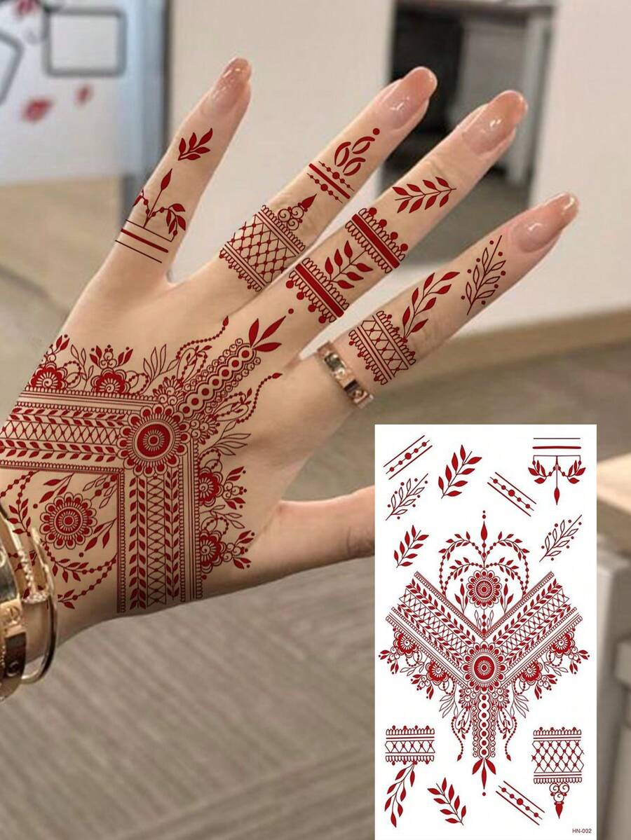 1 Blatt Ramadan Kareem braun-rote Henna Temporäre Tattoos für ...