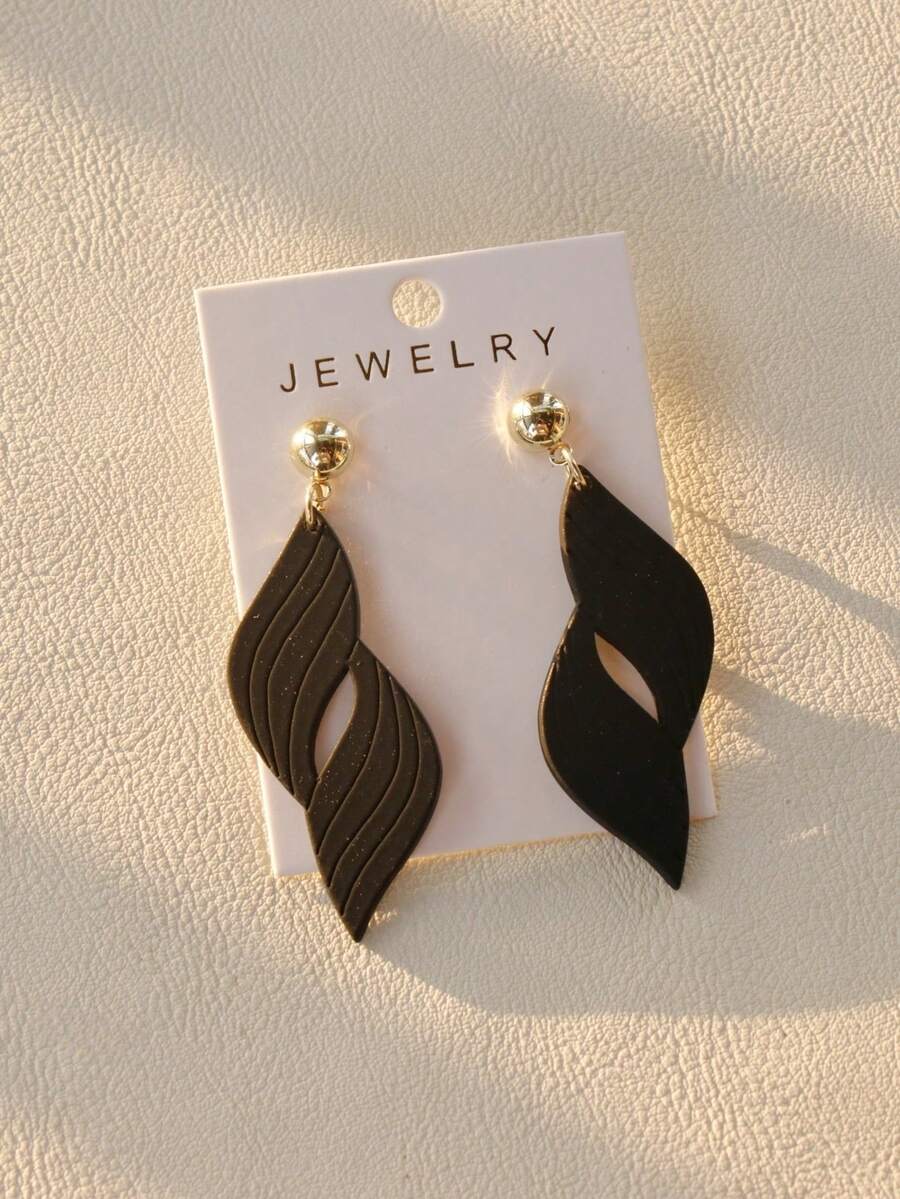 1 Pair Black Line Acrylic Pendant Earrings, Gift For Women Music ...