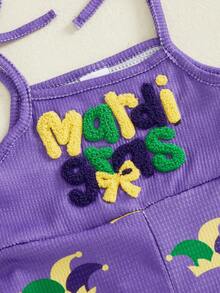 Toddler Baby Girl Mardi Gras Outfit Suspender Romper Jumpsuit Overalls ...