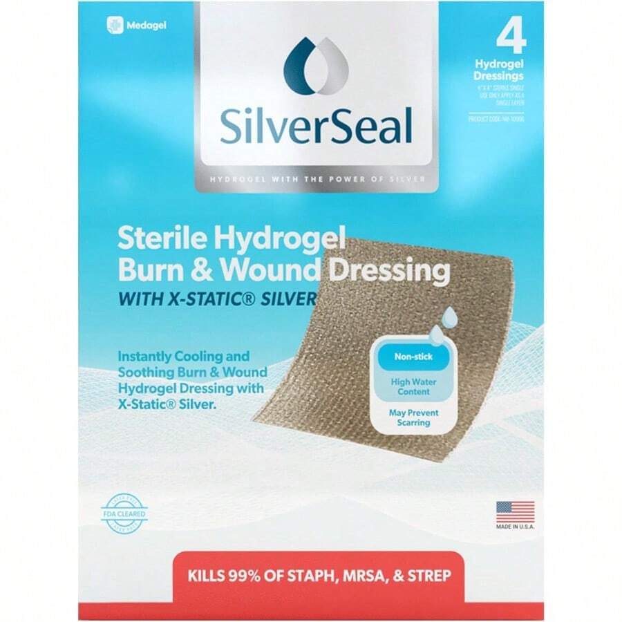 SilverSeal Burn And Wound Dressing Hydrogel Pads With XStatic Silver ...