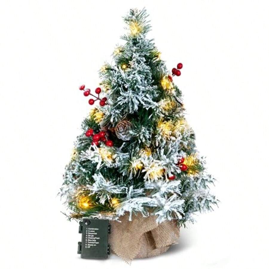 ZXCV Joiedomi Árbol de Navidad de 22 pulgadas con nieve flocado ...