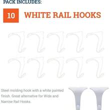 HAWT Picture Rail Hooks White - Supports 8 Lbs - 10 Pack - Picture Rail ...