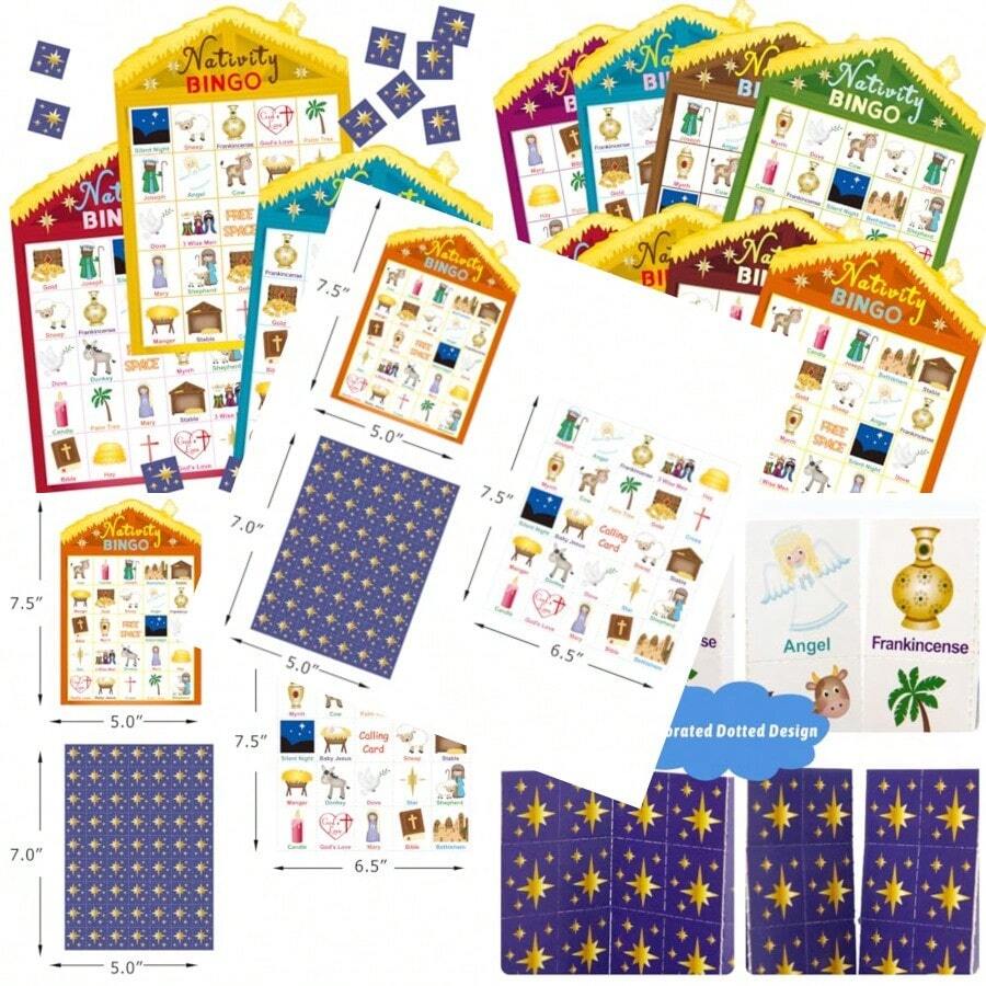 Fancy Land Nativity Bingo Game For 24 Players Christmas Stable House ...