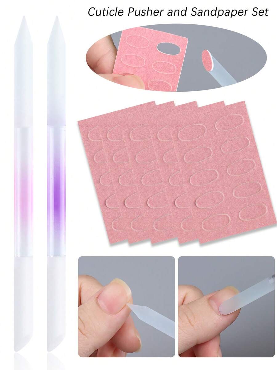 Nail Care Kit: Self-Adhesive Cuticle Pusher And Sandpaper Set For ...