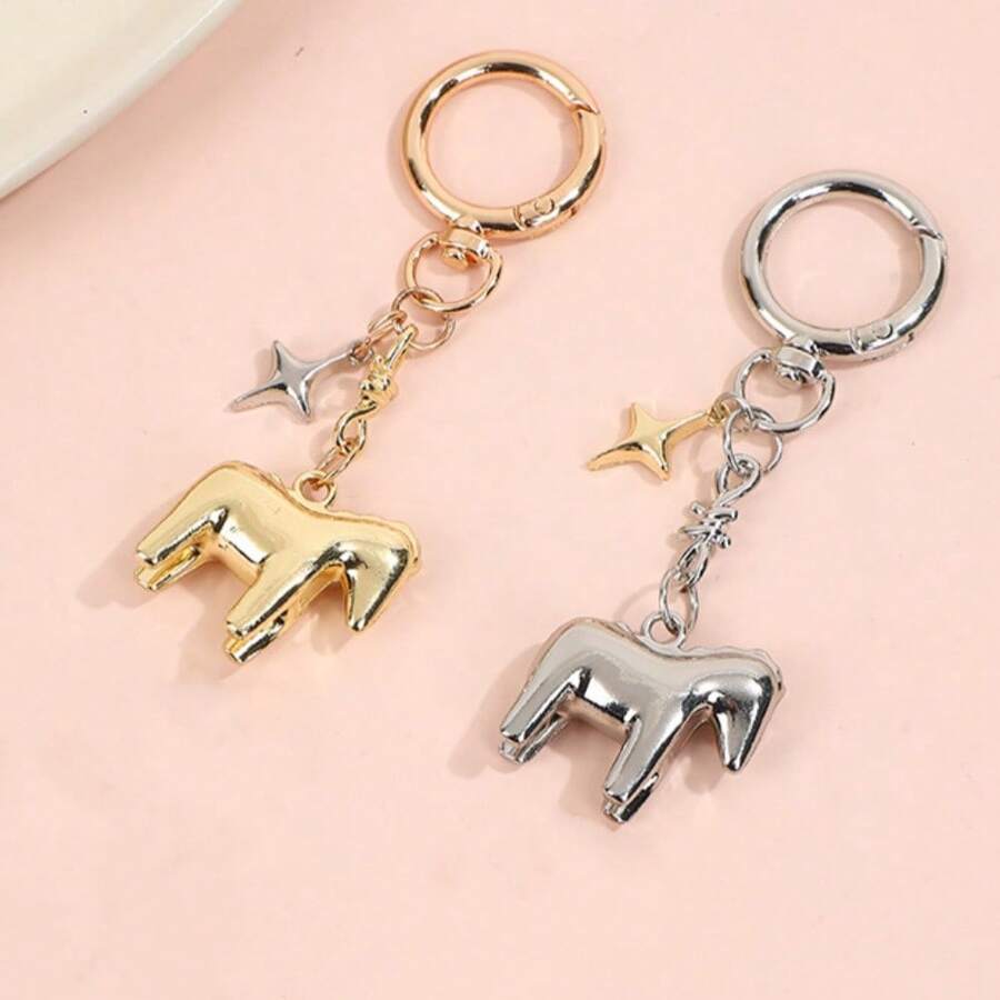 1pc Unisex New Creative Alloy Horse Keychain, Good Luck Blessing ...