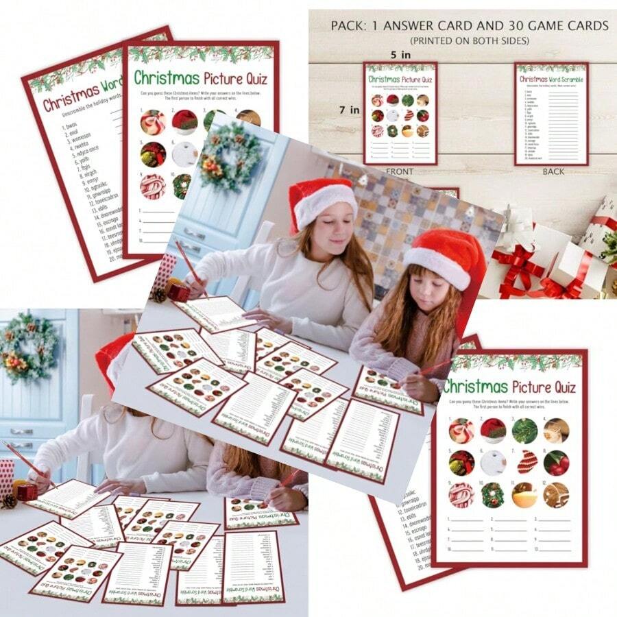 Christmas Party Game Pack Picture Quiz And Word Scramble Two Games-30 ...