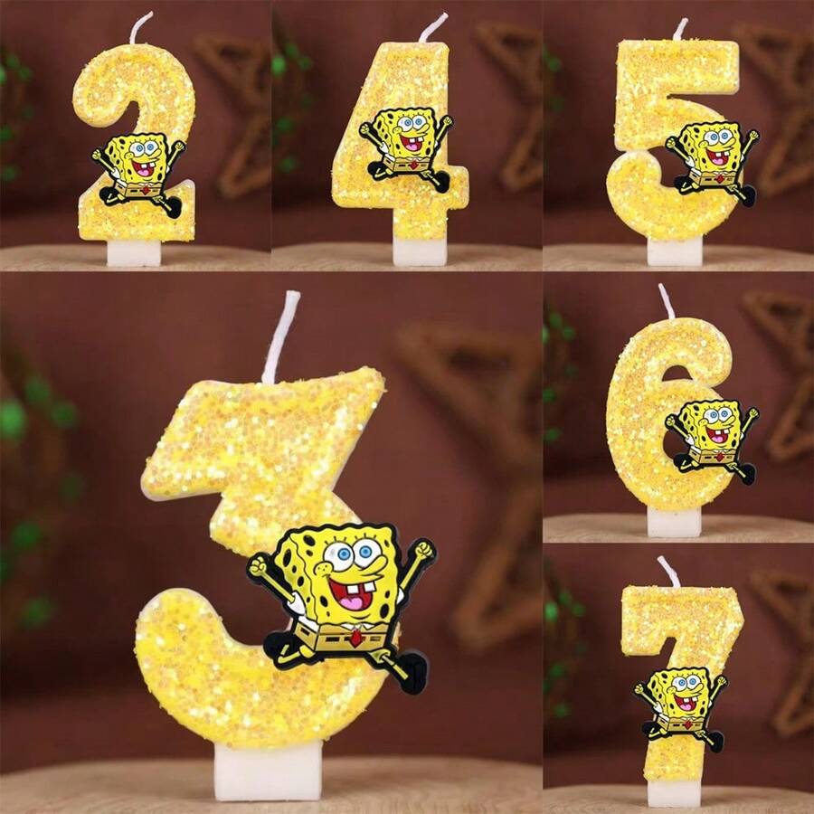 Cute SpongeBob Candles Numbers 0-9, Children's Birthday Cake ...