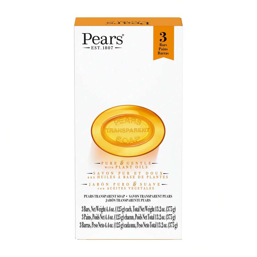 Pears Jabón de barra puro y suave de pera - ámbar, jabón de manos y ...