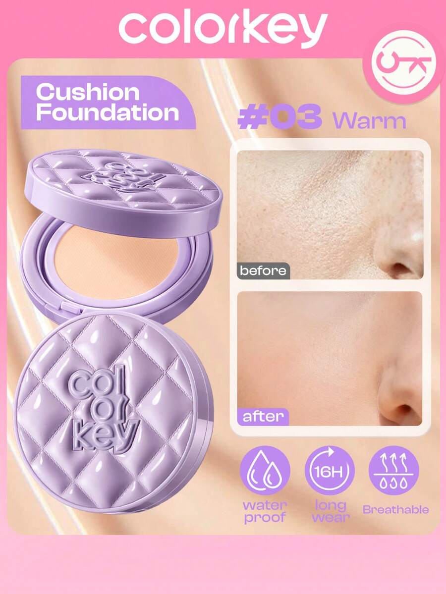 COLORKEY Caviar Makeup Air Cushion Cream ,Foundation Cream,Warm,Cover ...