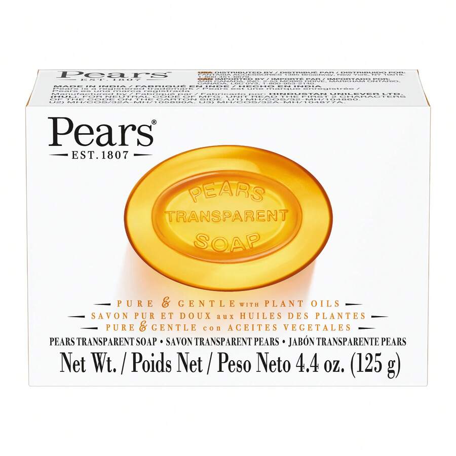 Pears Pure And Gentle Bar Soap - Amber, Hand And Body Soap With ...
