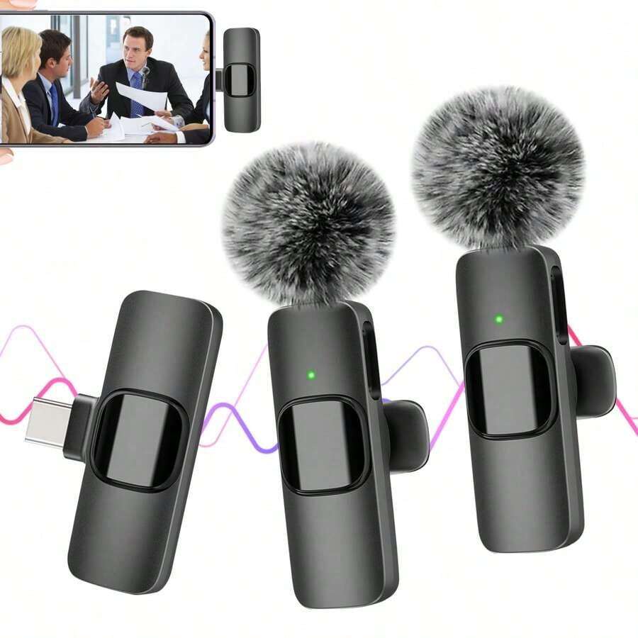 2 Pack Wireless Lavalier Microphone For IPhone & IPad, Mini Microphone ...