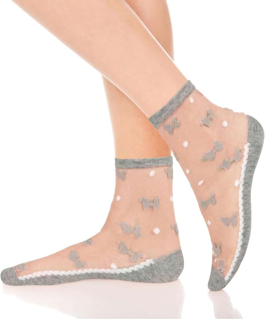 Sheer Socks Women Girls Glass Lace Socks Ankle Summer Sock Transparent ...