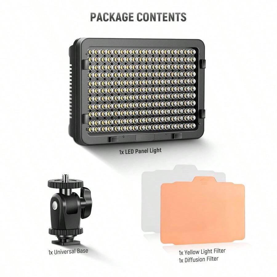 On Camera Video Light Photo Dimmable 176 LED Panel With 1/4& Thread For ...