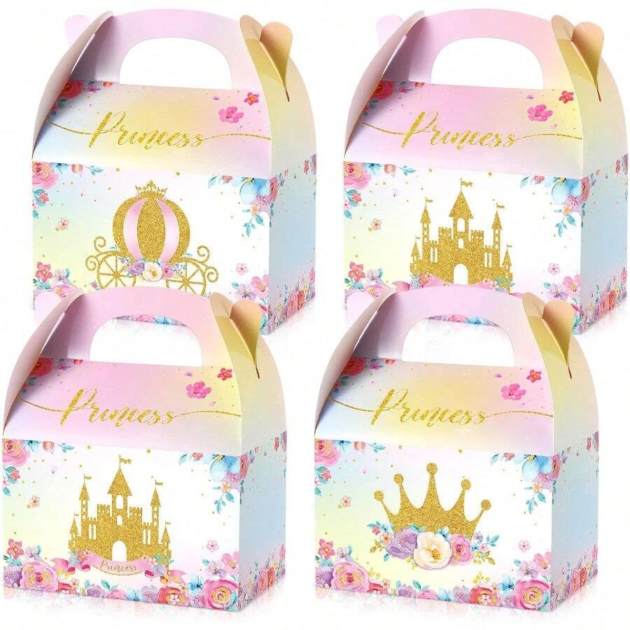 DPrinc And Prince Treat Boxes - Pink And Blue Crown Cardboard Goodie ...