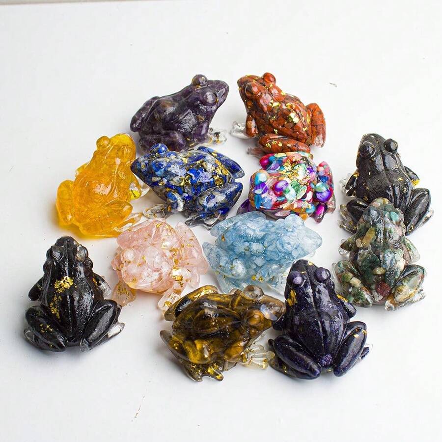 Natural Crystal Crushed Stone Epoxy Cute Little Frog Fish Tank ...