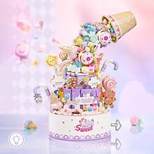 Candy Wonderland Music Box Building Set 909PCS Sweet Candy Flow Light ...