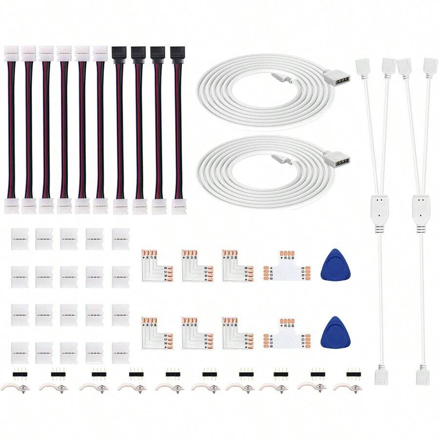 Conectores de tira AWYYLED 4 pines Juego de conectores de luz LED RGB ...