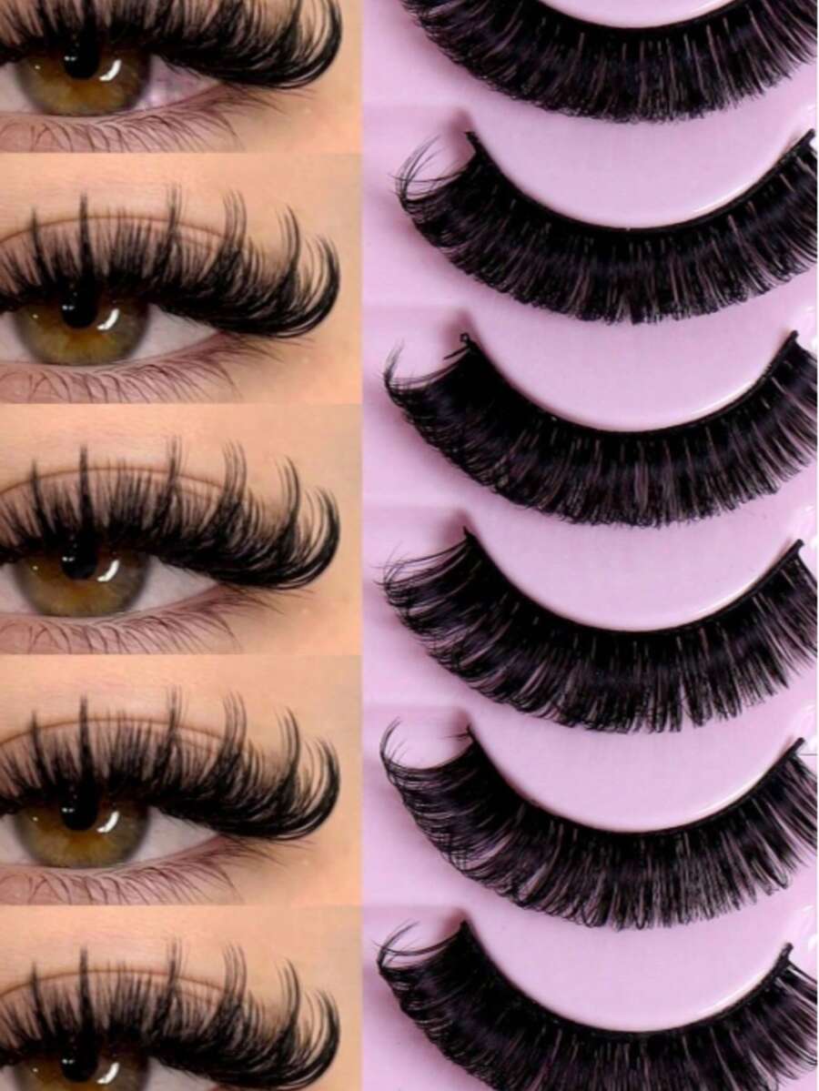 1 Pair D Curl Lashes Thick Russian Strip 3D Faux Mink Eyelashes ...