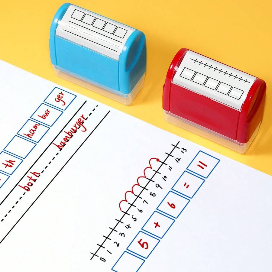 Large Dual-Color Rolling Stamp, Grid, Triple Line, Equal Division ...