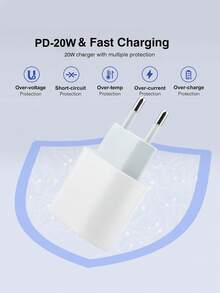 Caricabatterie rapido USB-C da 20W, compatibile con Apple 14 13 12 11 ...