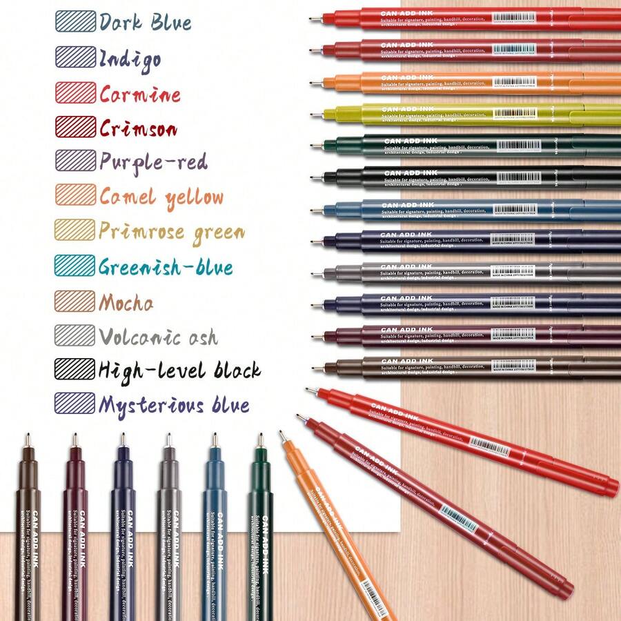 12 Farben 0,5mm Manga Inking Stifte, professionelle wasserfeste ...