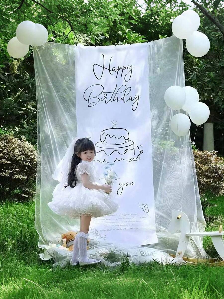 Outdoor Birthday Scene Decoration Tulle Backdrop Banner - Photo Props ...
