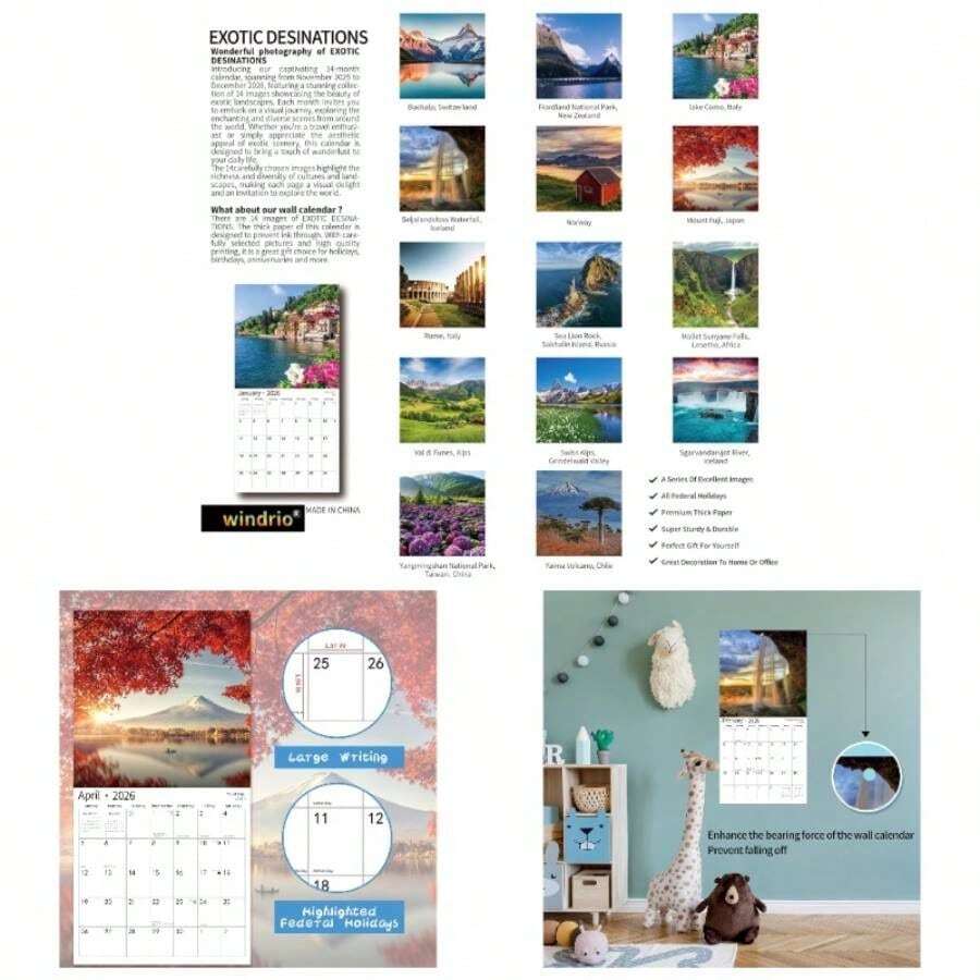 2026 Wall Calendar, Calendar 2026, November 2025 - December 2026, Wall ...