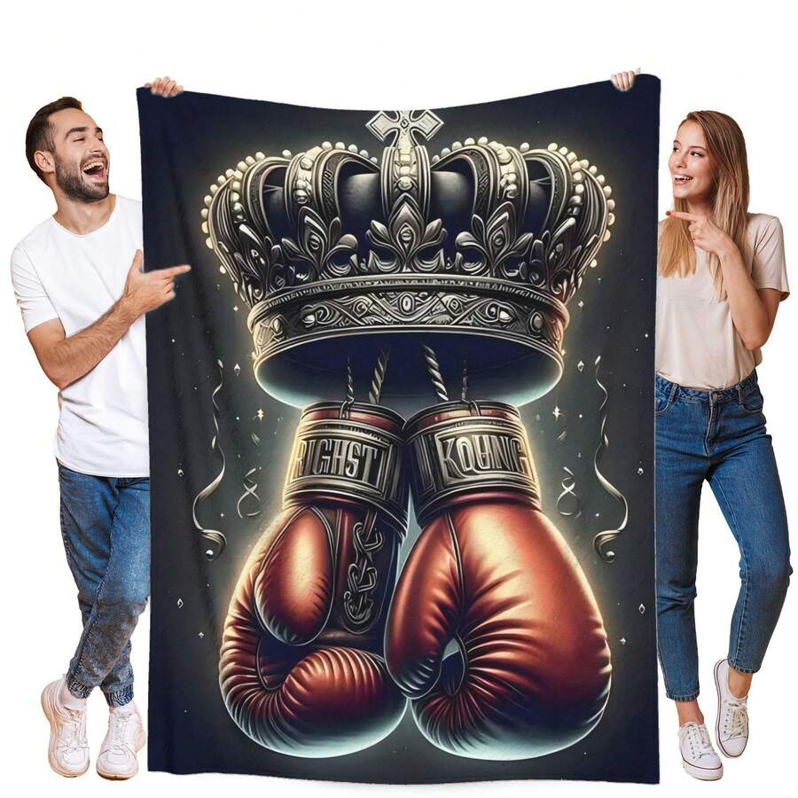 Boxing Gloves Design & -Themed Blanket - Black & Red Boxing Ring Logo ...