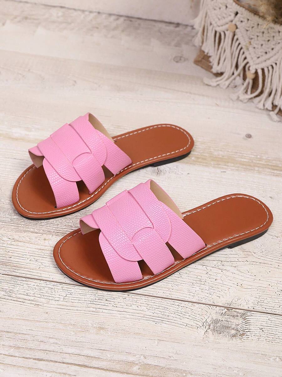 Damen Lässig Flache Sandalen, Einfarbig, Urlaubs Lässig Boho PU Leder ...