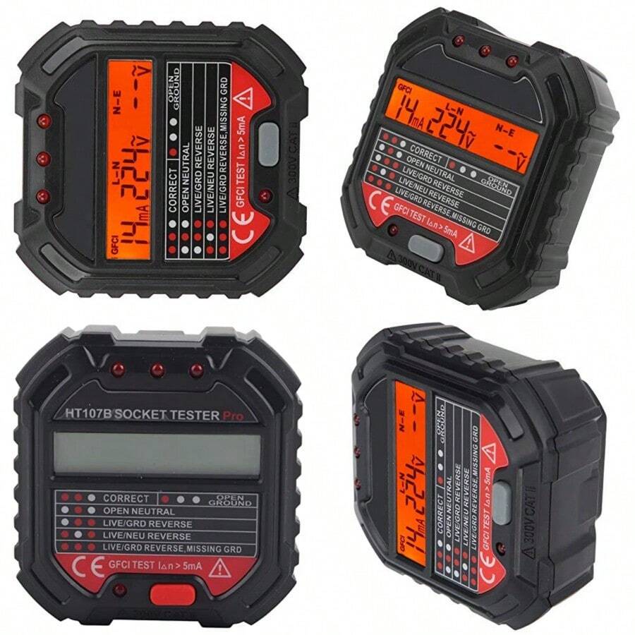 BjhHT107B Power Outlet Tester Electrical Circuit Detector With LCD ...