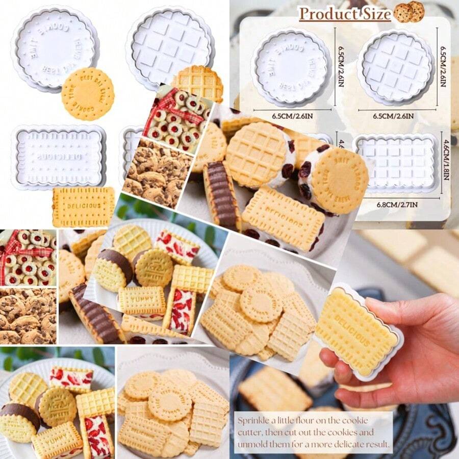 Cookie Stamps Set 4 Pcs Cookie Press Mold 3D Classic Cookie Cutter With ...
