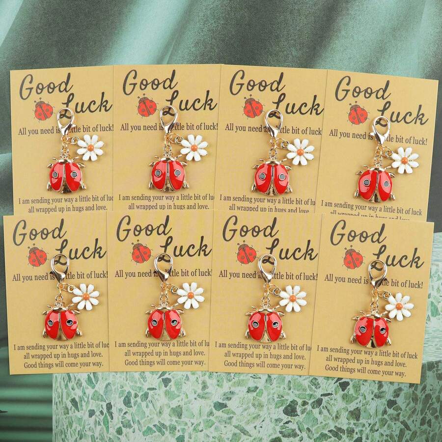 4pcs/8pcs Ladybug & Daisy Keychain, Delicately Designed With Auspicious ...