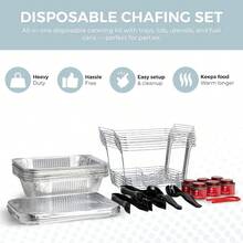 6 Pack - Disposable Chafing Dish Buffet Set, Half Size Pans, Welded ...
