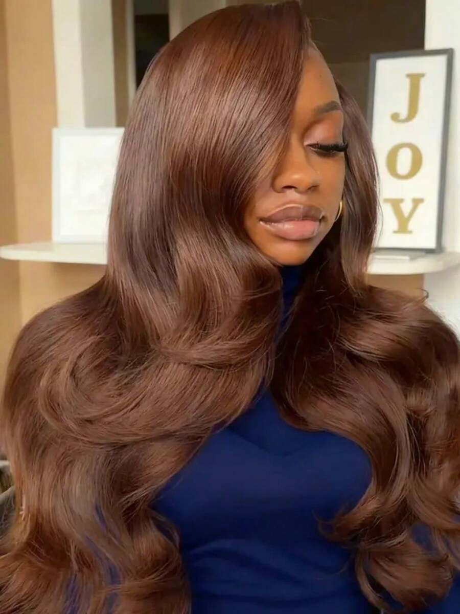 Peluca frontal de encaje de 36 pulgadas de color marrón chocolate 5X5 ...