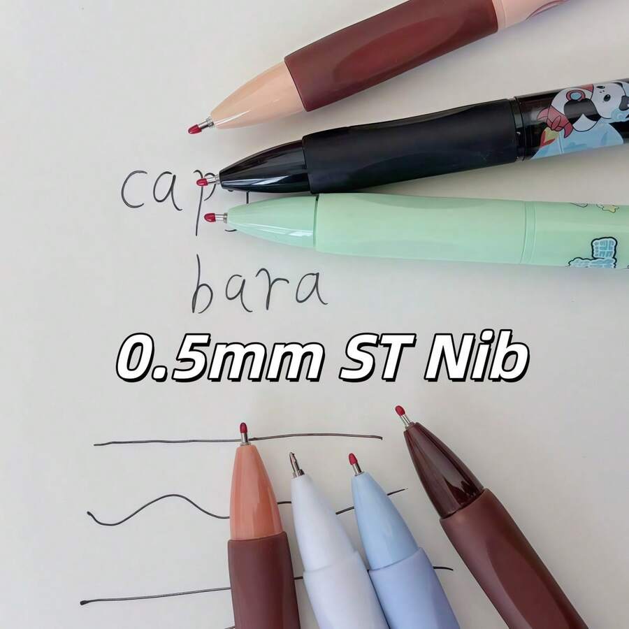 Five Retractable Gel Pens, Including Kapibala/Panda Pattern Quick ...