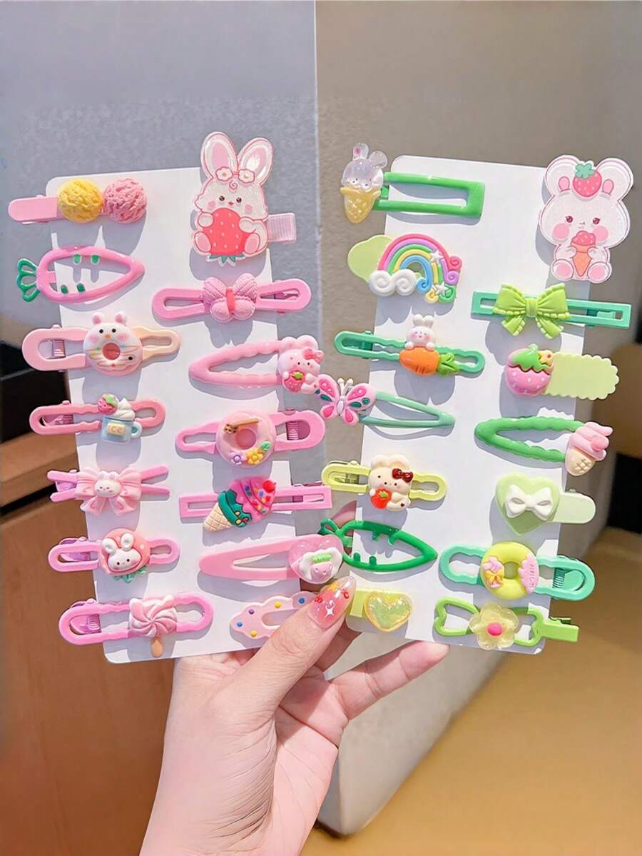 14pcs Acrylic Cartoon Girl Duck Clip Bangs Clip Cute Cartoon Character ...
