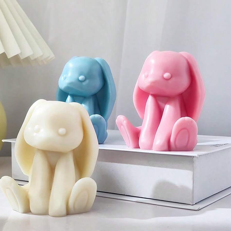 Rabbit Molds Large Ear Rabbit Candle Resin Mold - Resin Casting ...
