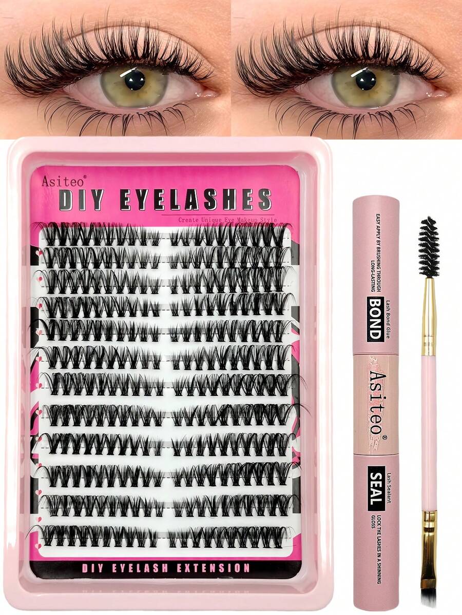 Asiteo 240Pcs D Curl 30D Cat Eye Clusters Eyelash Mixed Length8-16mm ...