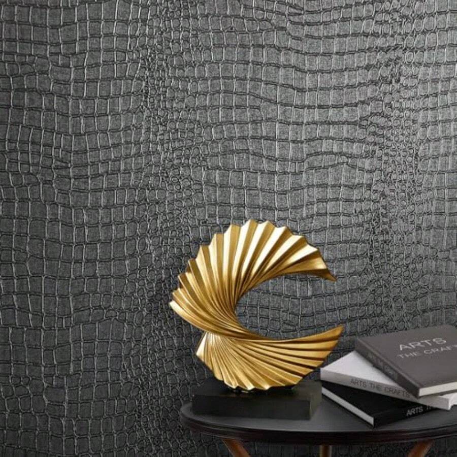 Black Peel And Stick Wallpaper 17.3" X 118" Removable Crocodile ...