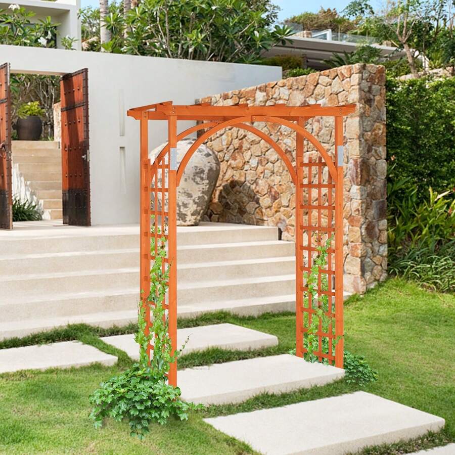 Outdoor Wooden Cedar Arbor Arch Pergola Trellis Garden Yard Lattice ...